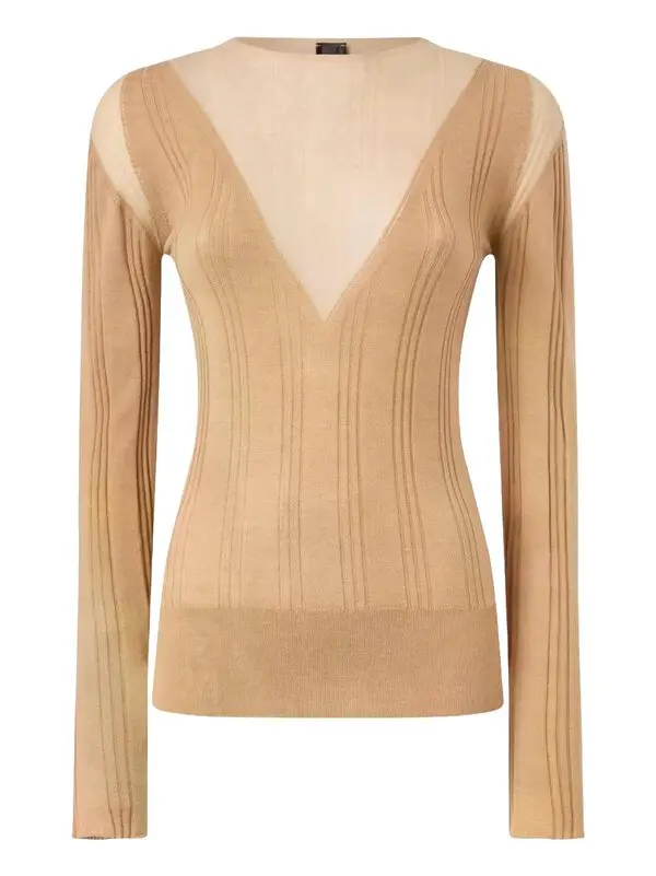 Pinko Ribbed Knit Top - Neutrals