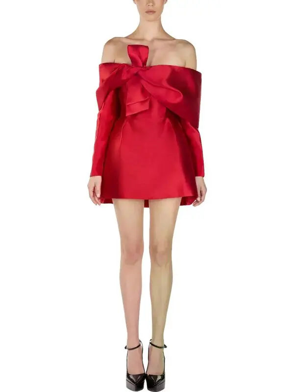 ARAFTU Bow-detail Off-shoulder Mini Dress - Red