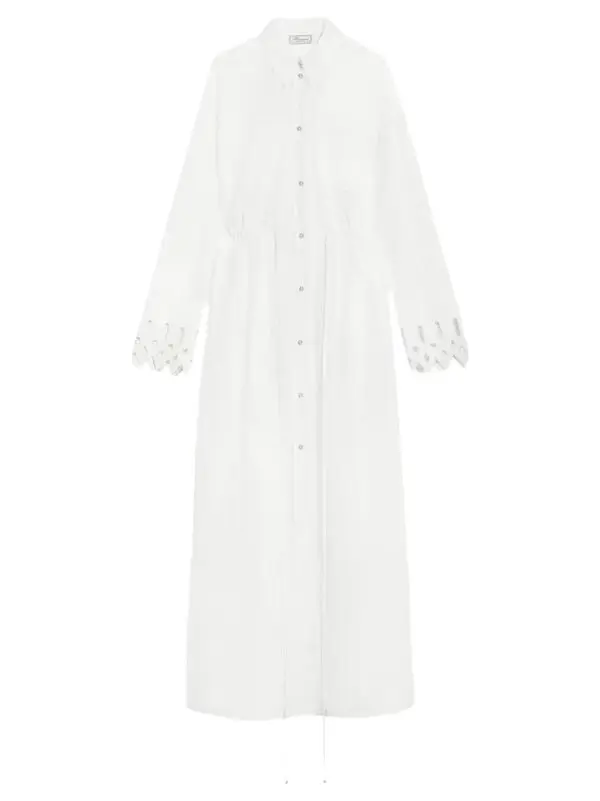 Blumarine Long-sleeve Maxi Shirt Dress - White