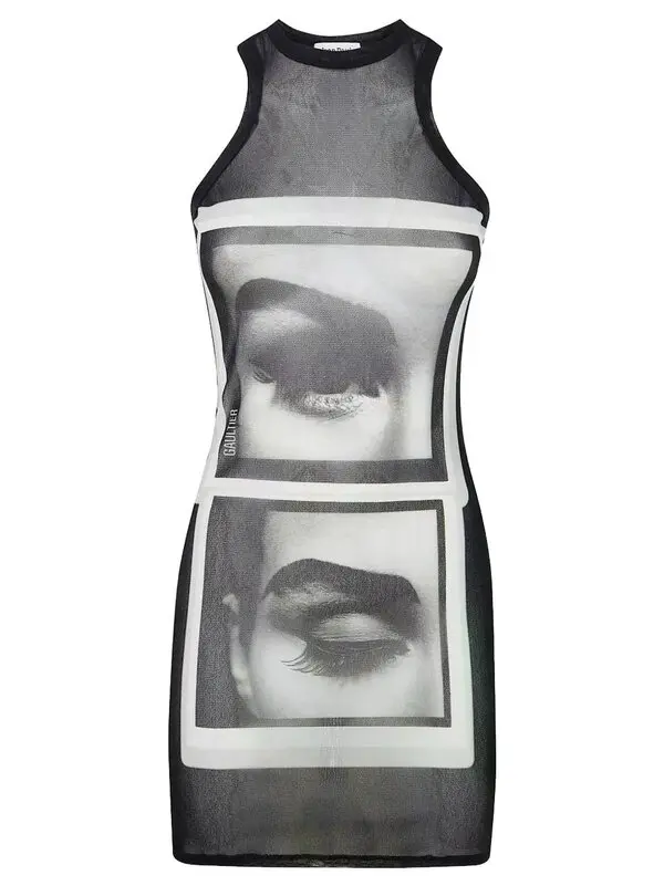 Jean Paul Gaultier Face-print Mini Dress - Black