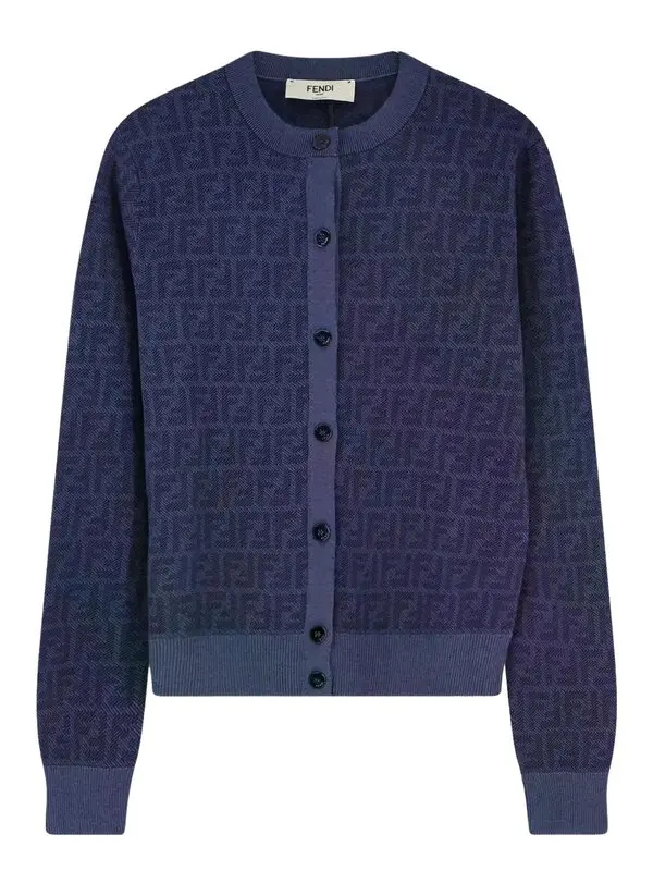 Fendi Ff-pattern Buttoned Cardigan - Blue