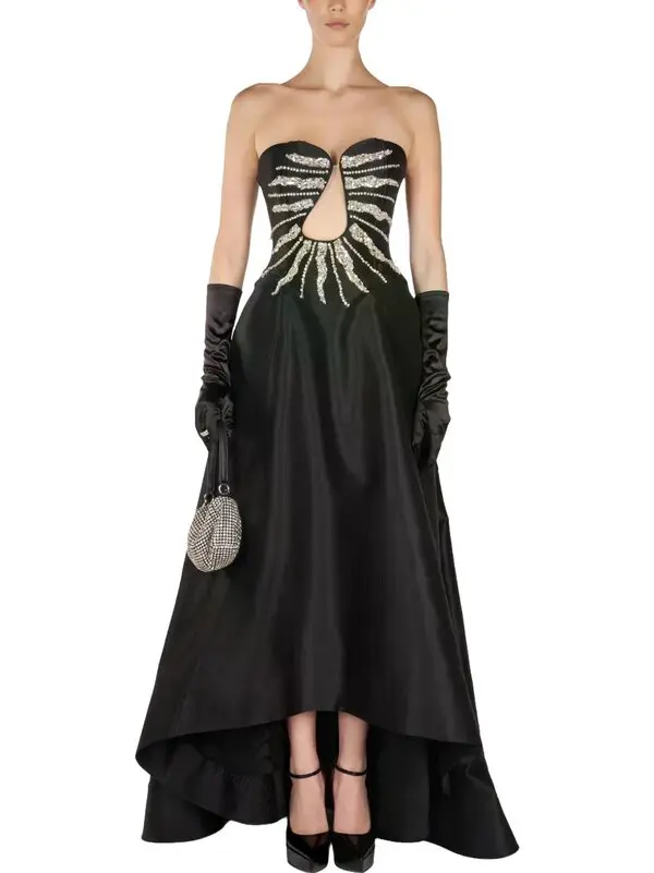 ARAFTU Embellished Strapless Asymmetric Dress - Black