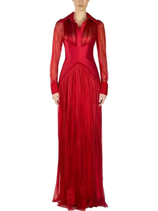 ARAFTU Pleated Maxi Dress - Red