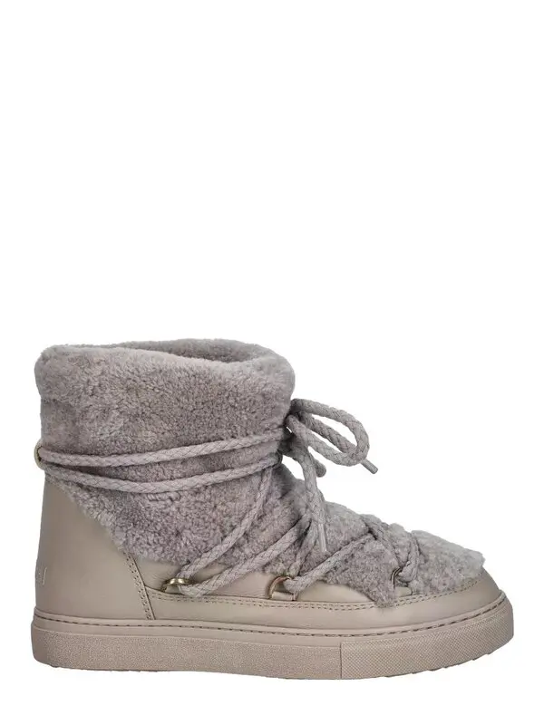 Inuikii Lace-up Shearling Trim Boots - Grey