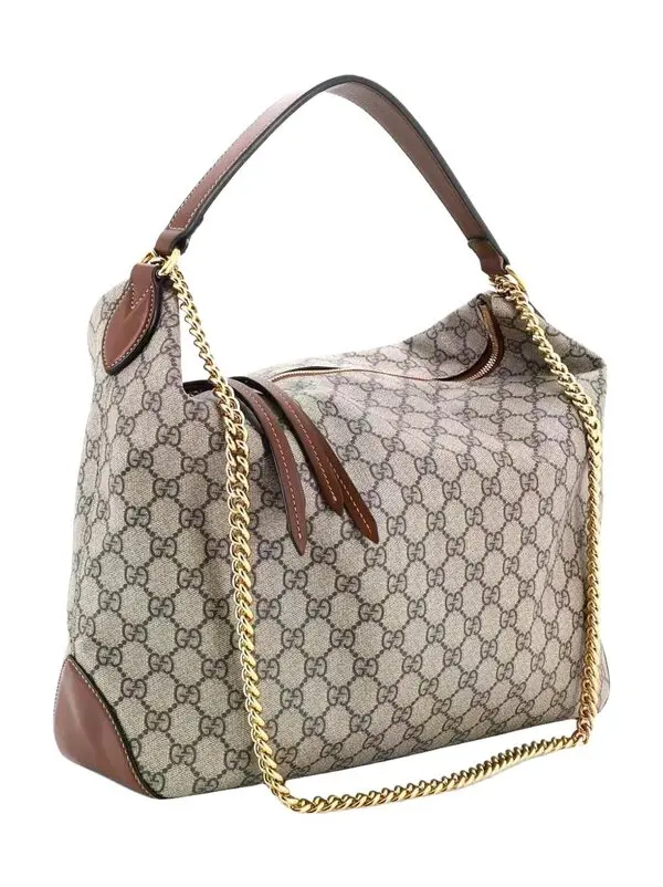 Gucci Chain Gg Coated Canvas Large Hobo Bag - Brown