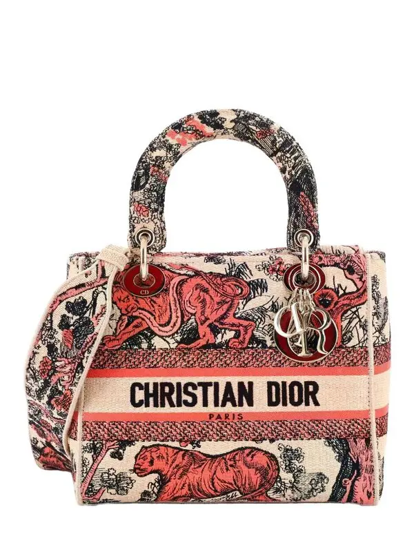Dior Lady D-lite Medium Satchel Embroidered Raffia - Multicolour