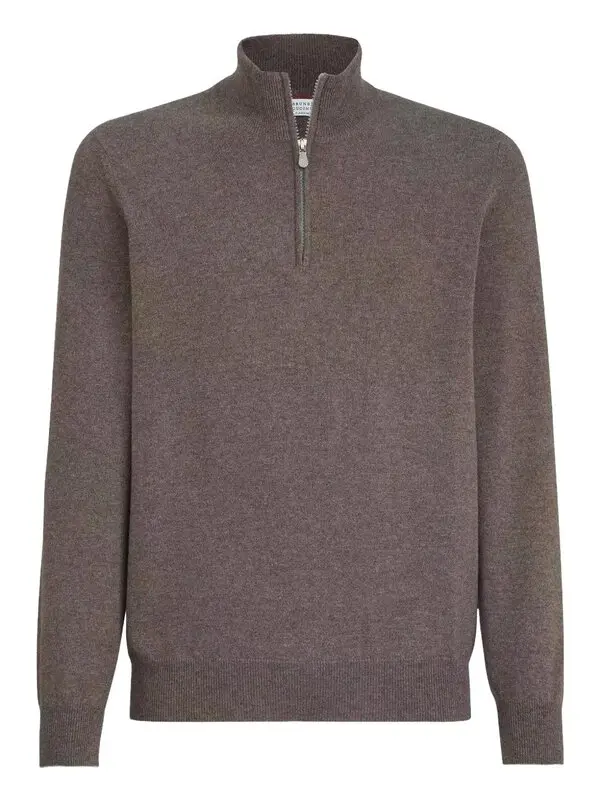 Brunello Cucinelli Half-zip Cashmere Sweater - Brown