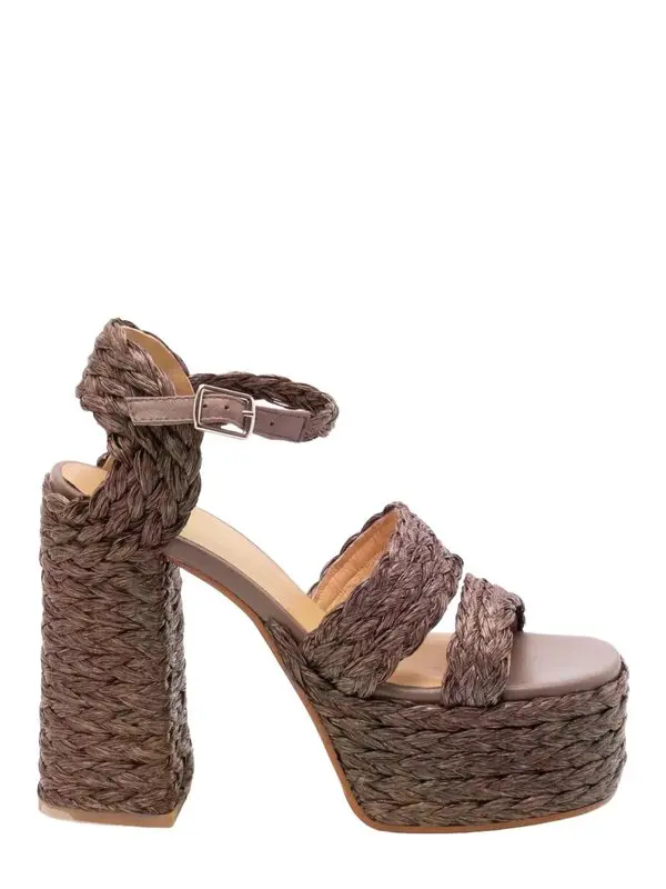 CastaÑer Platform Raffia Espadrilles - Brown