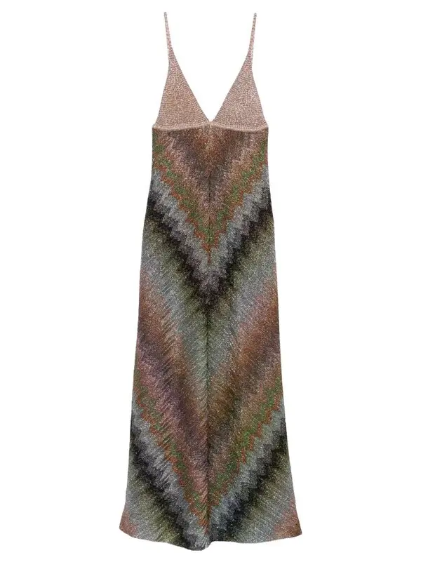 Missoni V-neck Chevron Maxi Dress - Brown