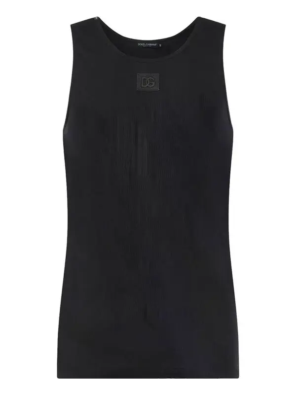 Dolce & Gabbana Ribbed Knit Tank Top With Logo - Black