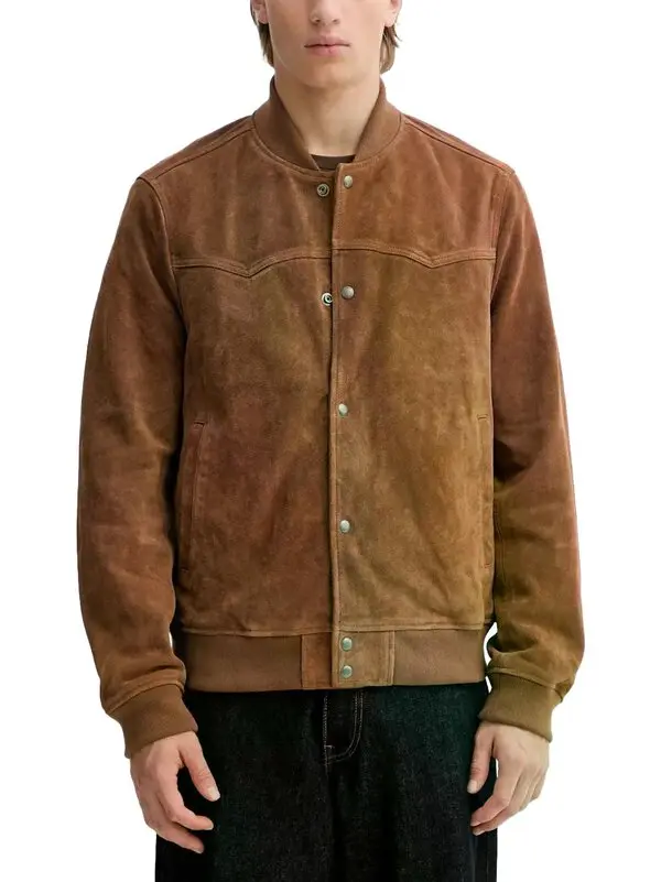 ALLSAINTS Buttoned Leather Jacket - Brown