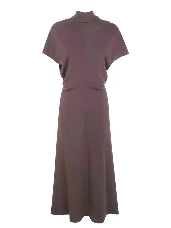 DRHOPE High-neck Midi Dress - Brown