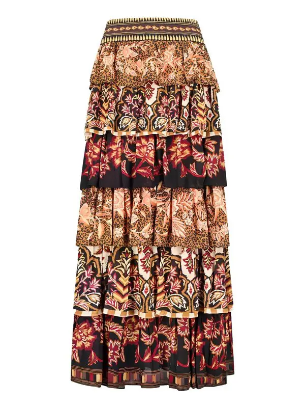 Farm Rio Printed Maxi Skirt - Brown