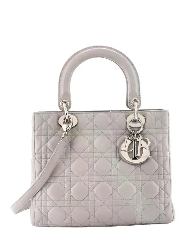Dior Lady Medium Satchel Cannage Quilt Lambskin - Grey
