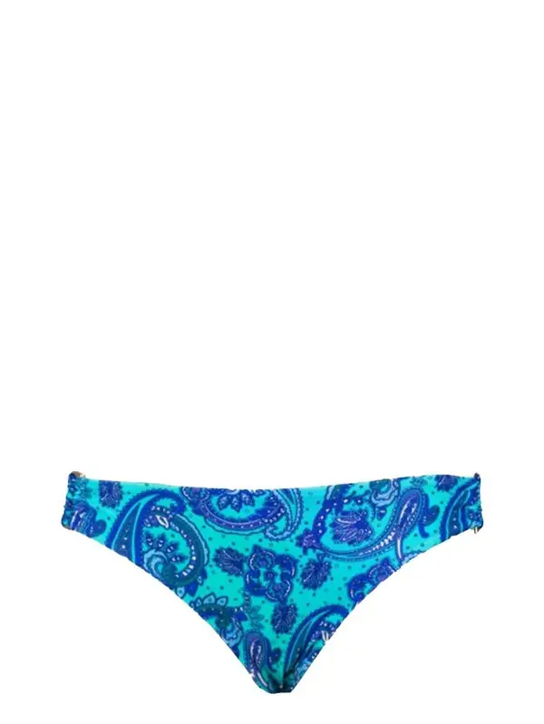CAHA CAPO DUBAI Paisley Bikini Bottoms With Metal Detail - Blue