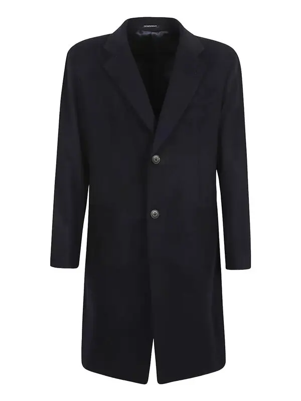 Emporio Armani Cashmere Button Coat - Blue