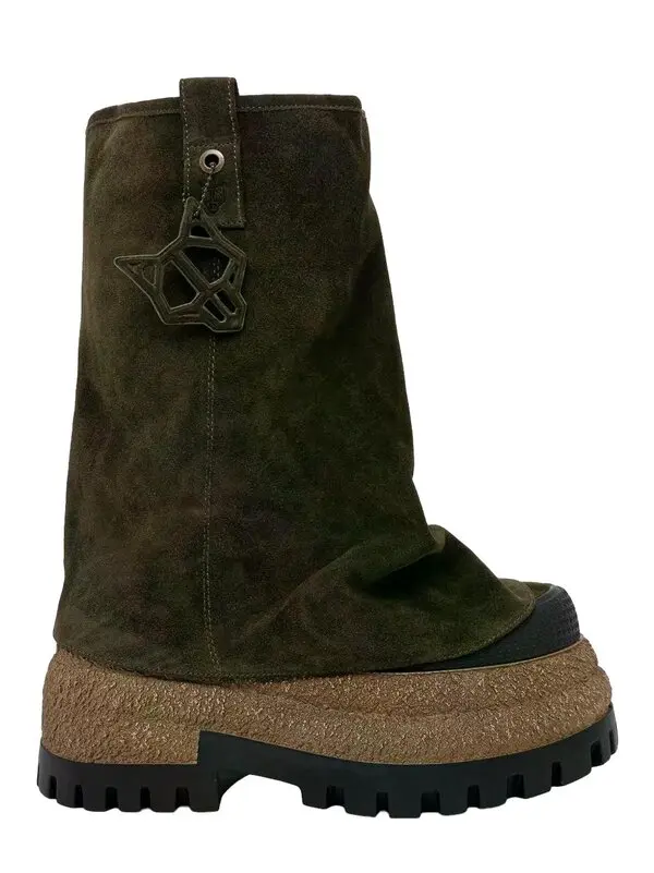 NAKED WOLFE Disturb Platform Boots With Logo Charm - Green
