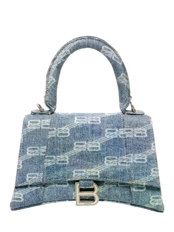 Balenciaga Monogram Denim Shoulder Bag - Blue