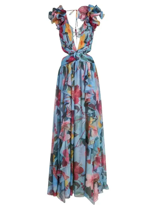 PatBO Floral Maxi Dress - Blue