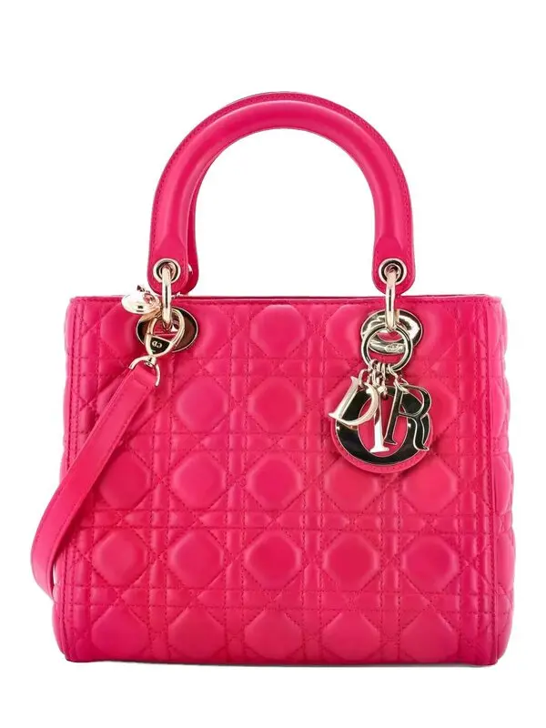 Dior Lady Medium Satchel Cannage Quilt Lambskin - Pink