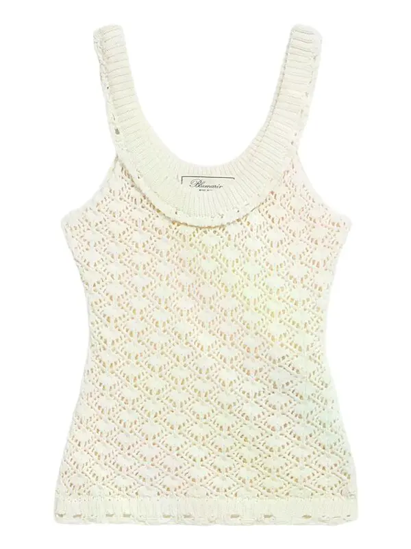 Blumarine Lace-stitch Knit Top - White