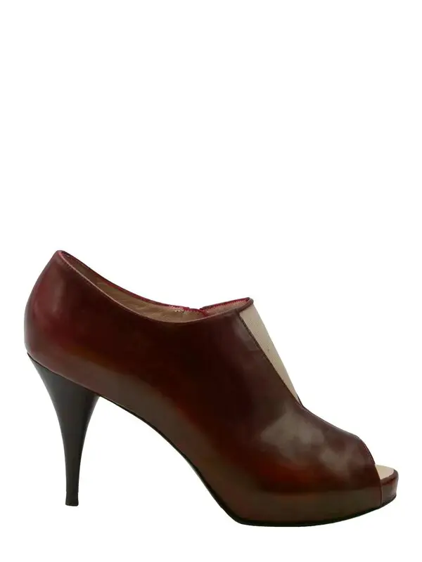 Fendi Leather Peep-toe Ankle Boots - Red