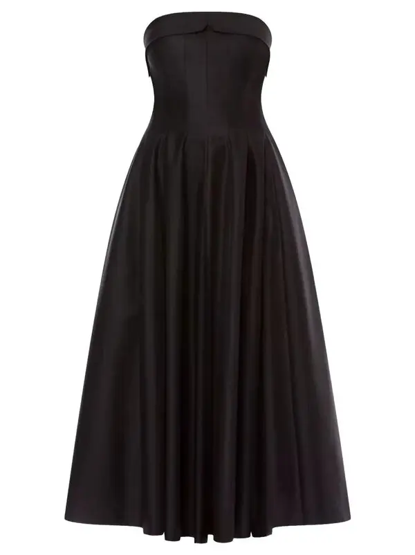 Alberta Ferretti Strapless Pleated Dress - Black