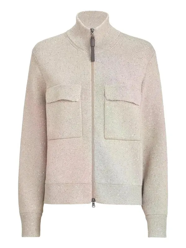 Brunello Cucinelli Sequin-embellished Cardigan - Neutrals