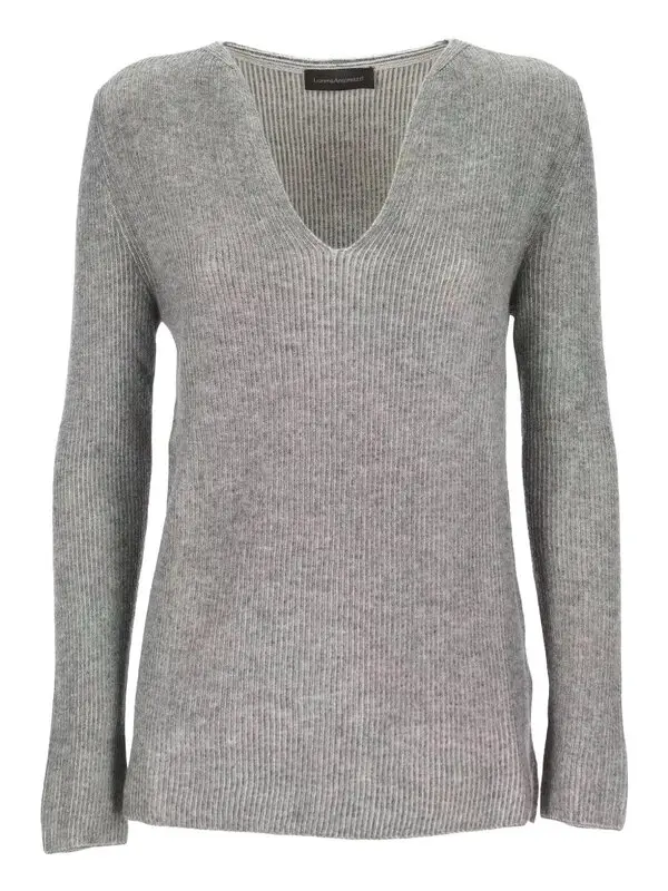 Lorena Antoniazzi V-neck Ribbed-knit Sweater - Grey