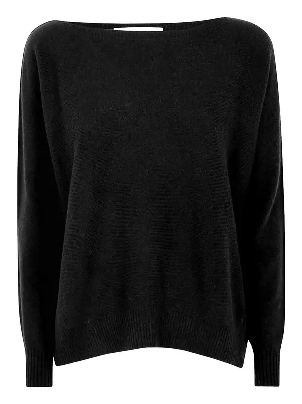 D.exterior Boat-neck Sweater - Black
