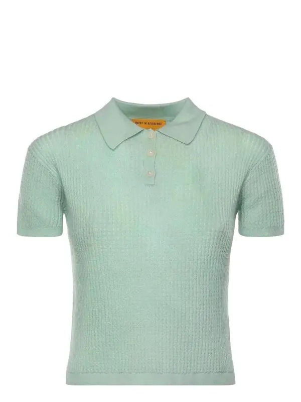 Guest In Residence Shrunken Textured Polo Top - Green