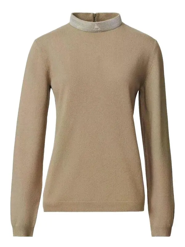 Fabiana Filippi Crystal-embellished Mock-neck Jumper - Brown