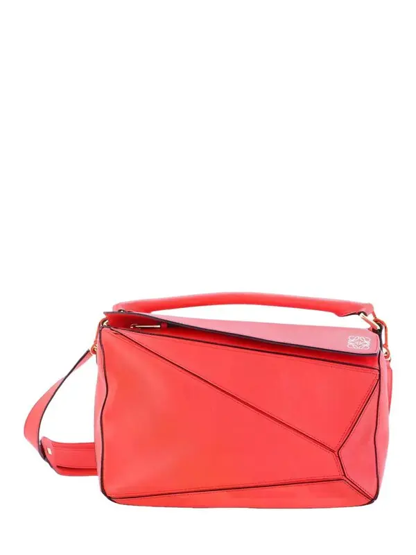 Loewe Puzzle Bag Leather Medium Shoulder Bag - Red