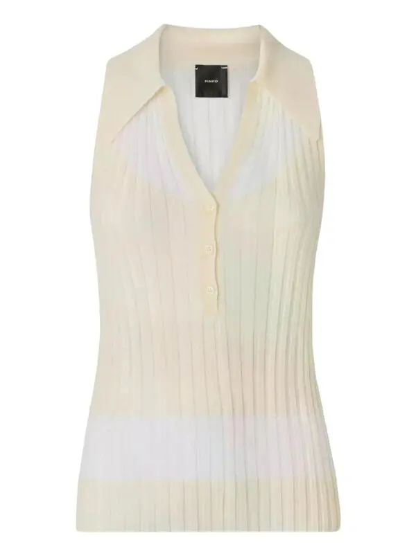 Pinko Ribbed Polo Top - Neutrals