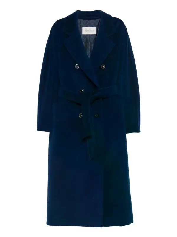 Max Mara Buttoned Belted Double-breasted Coat - Blue