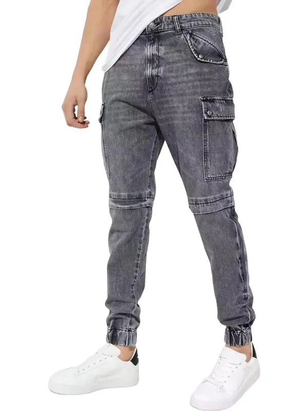 SEROYA Flap-pocket Jeans - Grey