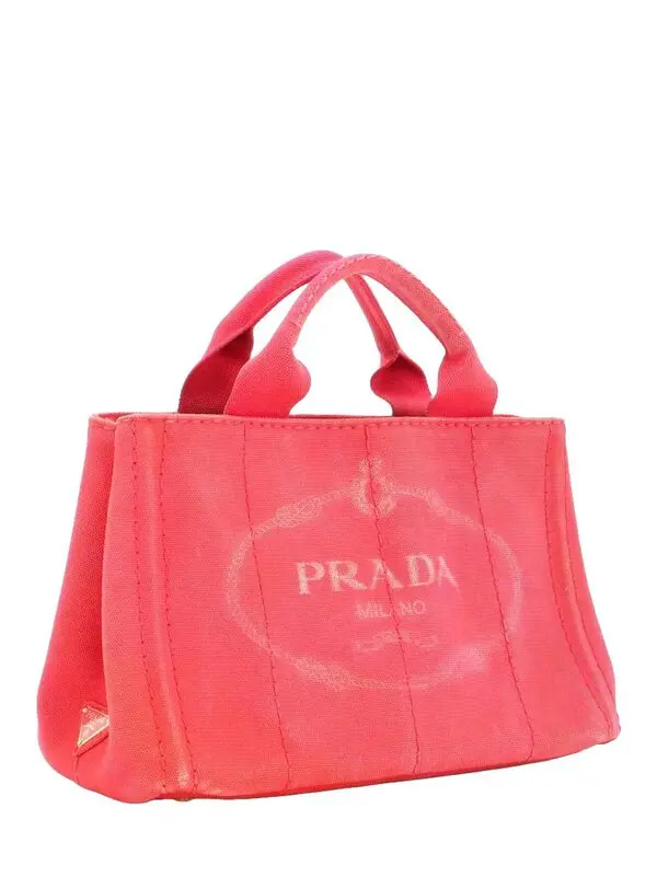 Prada Canapa Canvas Mini Tote Bag - Red