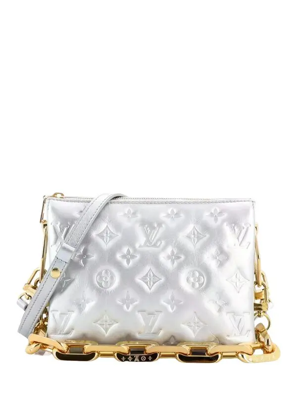 LOUIS VUITTON Coussin Bb Crossbody Bag Monogram Embossed Lambskin - Silver