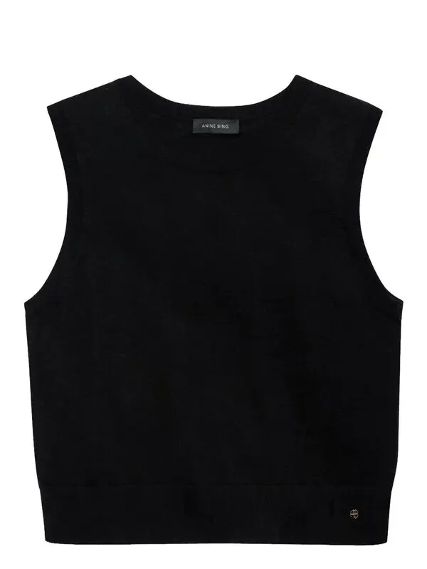 ANINE BING Sleeveless Knit Top - Black