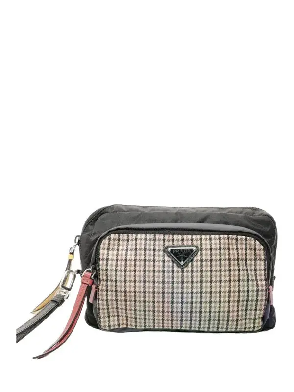 Prada Check-pattern Pouch - Black
