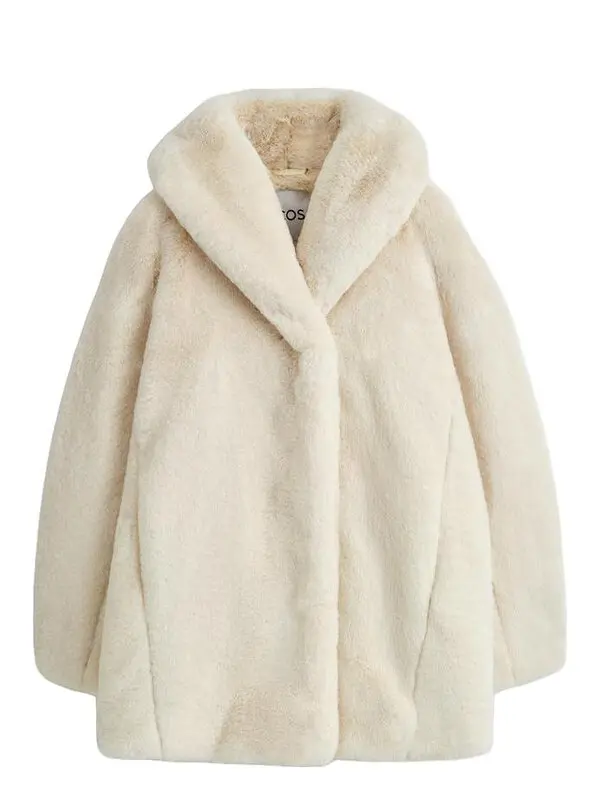 Cos Shawl-collar Fur-effect Jacket - Light Beige