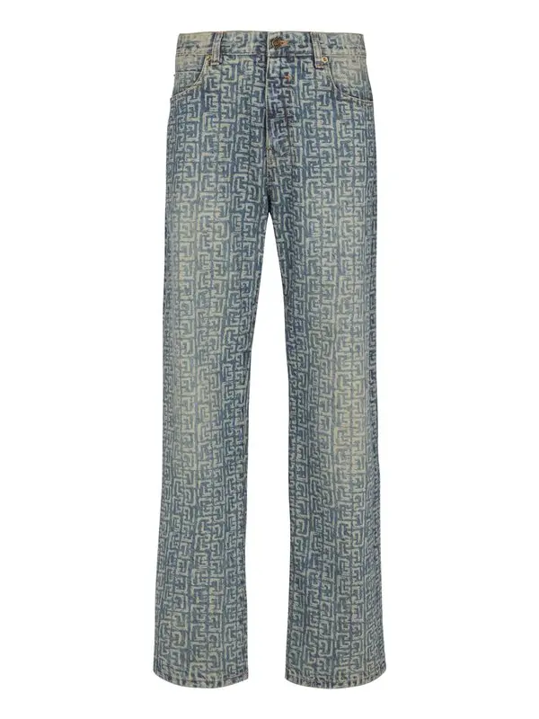 Balmain Monogram Relaxed Jeans - Blue