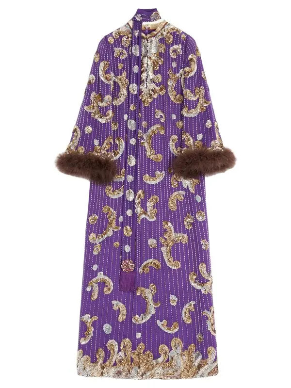 Valentino Garavani Silk Embellished Dress - Purple