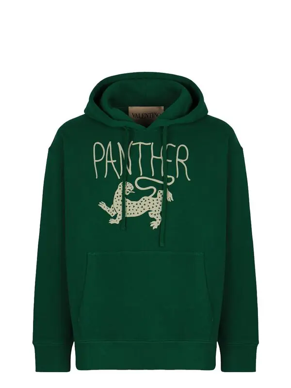 Valentino Garavani Graphic Cotton Hoodie - Green