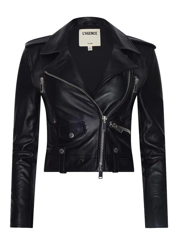 L'Agence Blakely Leather Biker Jacket - Black