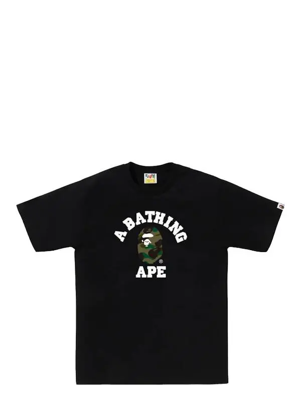 A BATHING APE 1st Camo College Tee Shirt - Black X Green