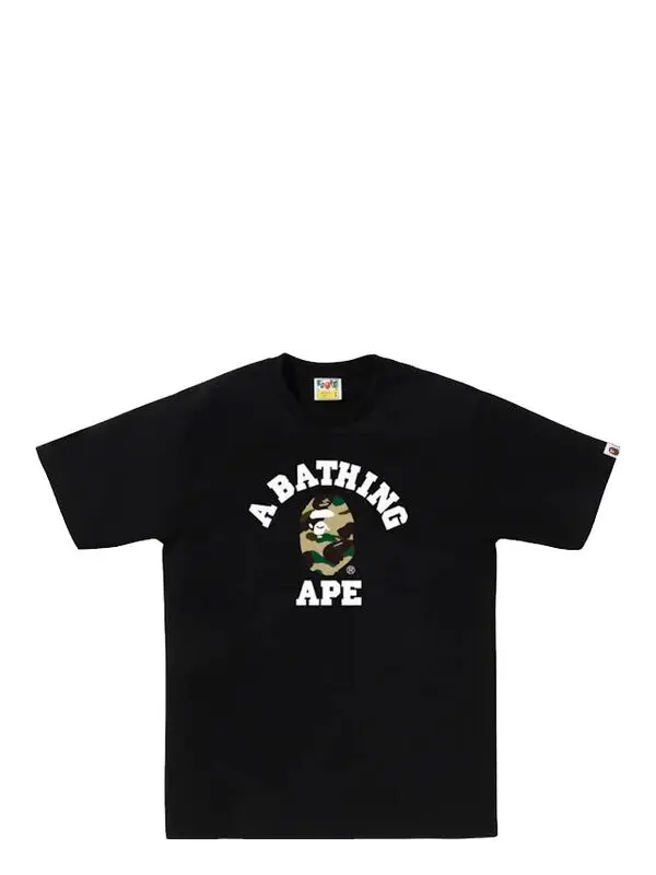 A BATHING APE 1st Camo College Tee Shirt - Black X Yellow