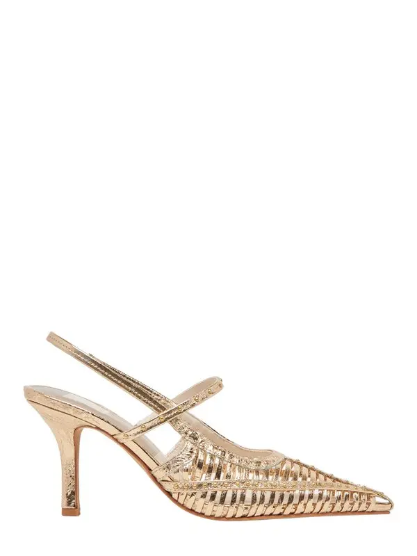 DOLCEVITA Hensal Studded Kitten Heels - Gold Distressed Leather