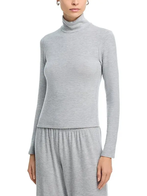 PERFECTWHITETEE Dana Brushed Sweater Jersey Turtleneck - Heather Grey