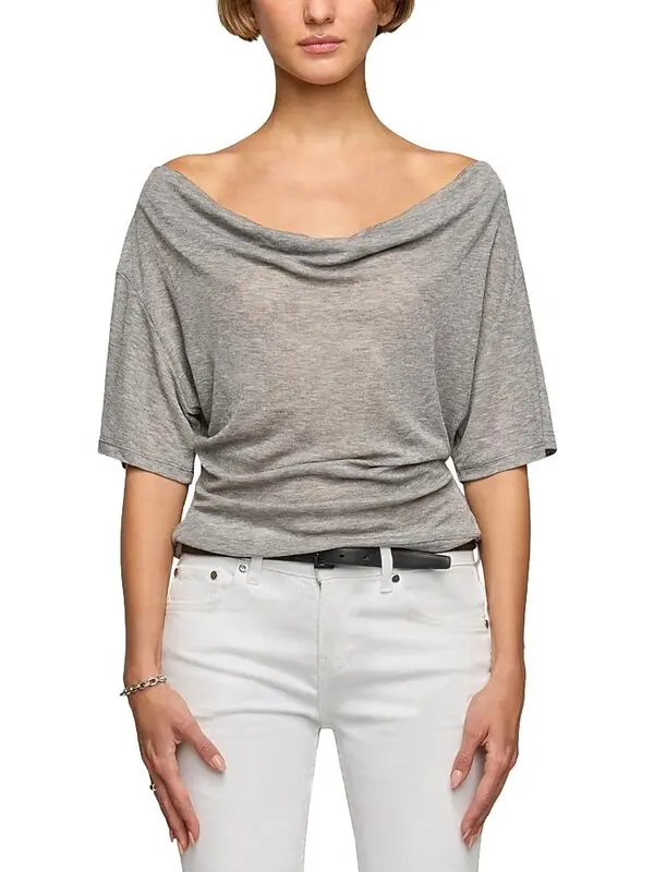 EB DENIM Madeo Cowl Neck Tee - Heather Gray